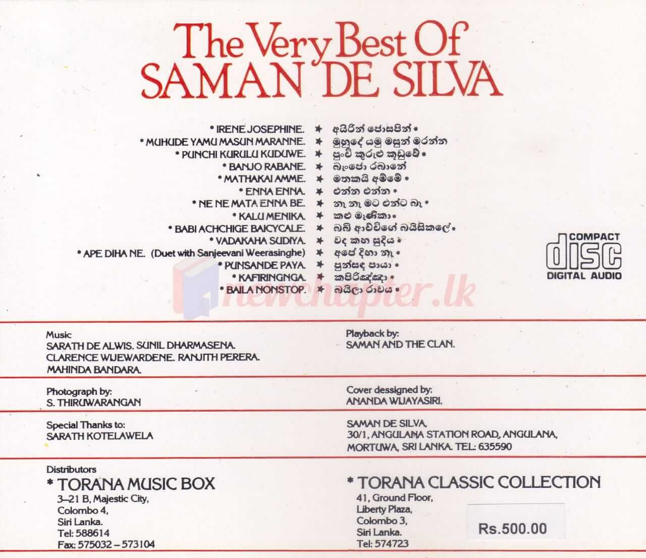 The Very Best Of Saman De Silva | New Chapter